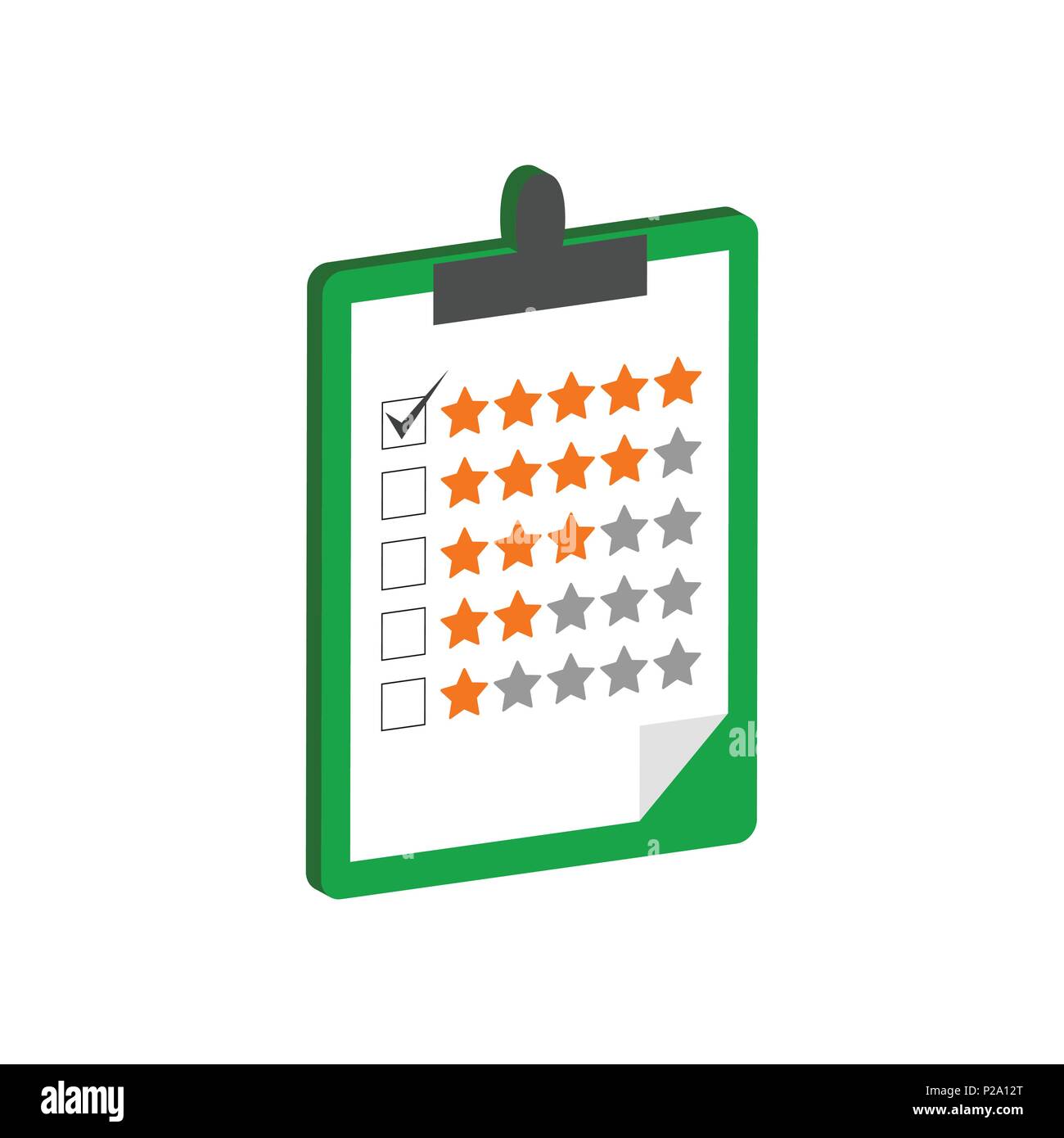 Clipboard with rating symbol. Flat Isometric Icon or Logo. 3D Style ...