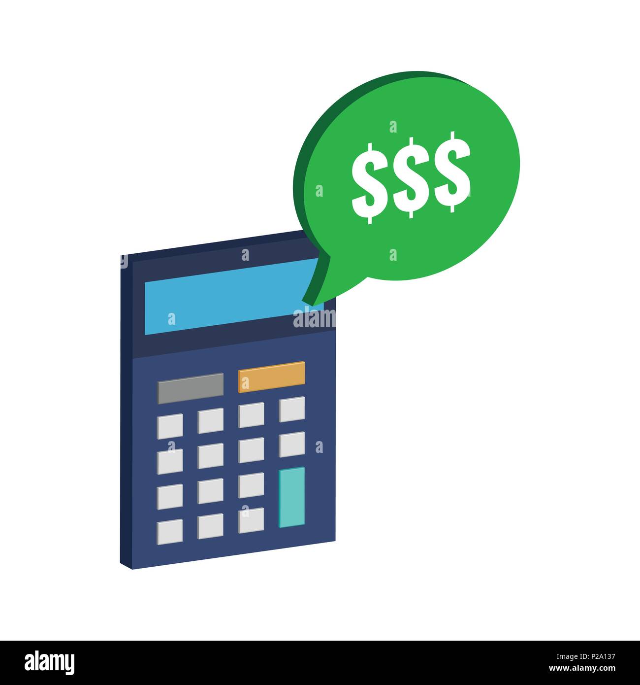 Calculator and dollar symbol. Flat Isometric Icon or Logo. 3D Style ...