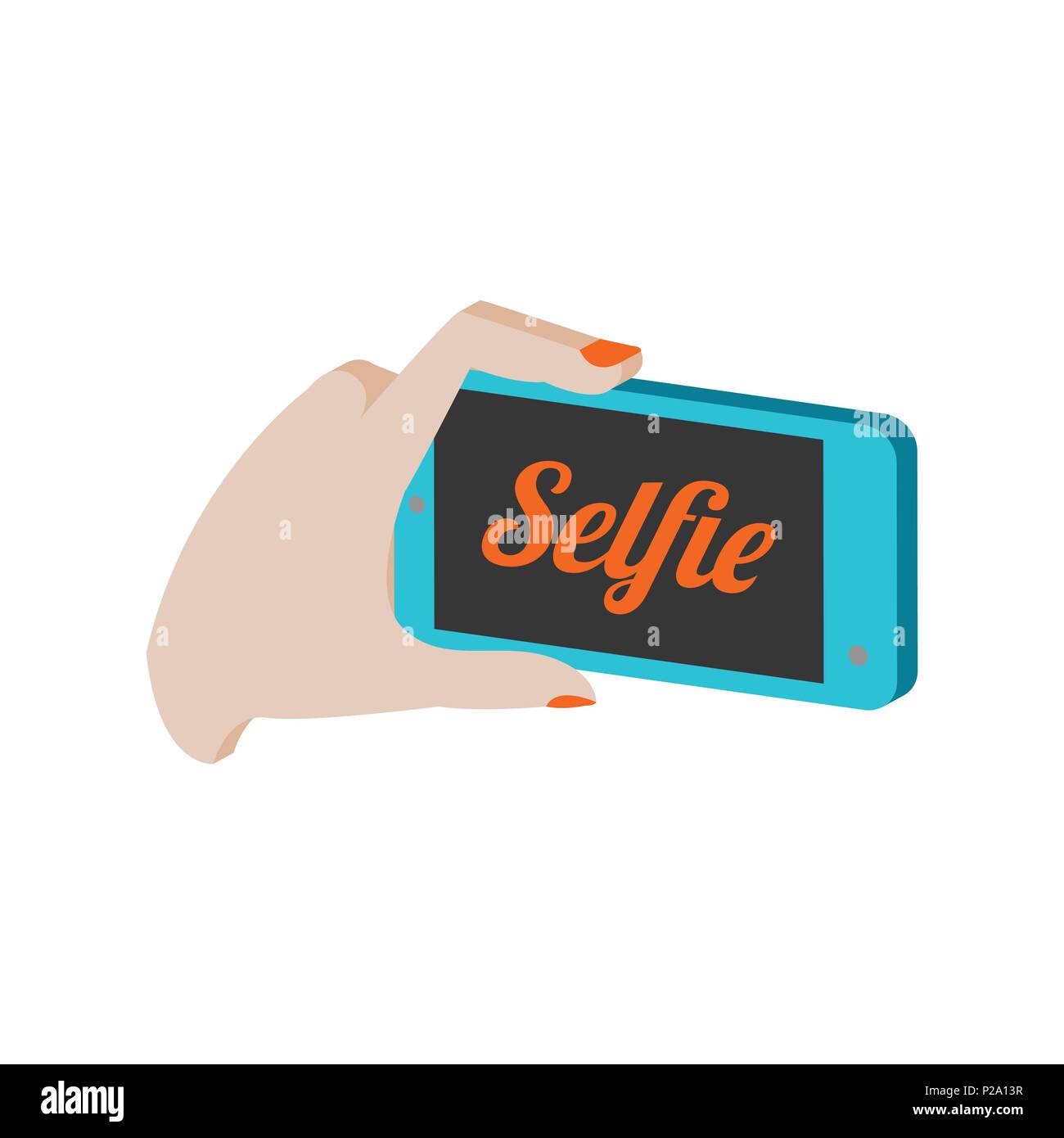 Taking selfie photo on smartphone symbol. Flat Isometric Icon or Logo ...
