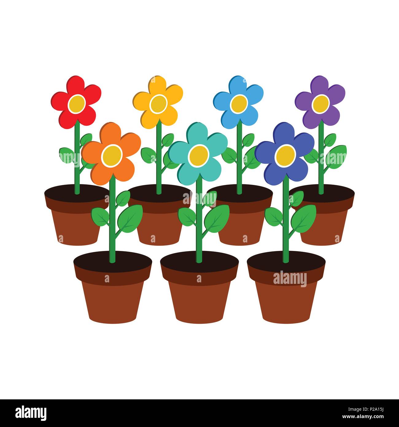 Growing flowers symbol. Flat Isometric Icon or Logo. 3D Style Pictogram for Web Design, UI ...