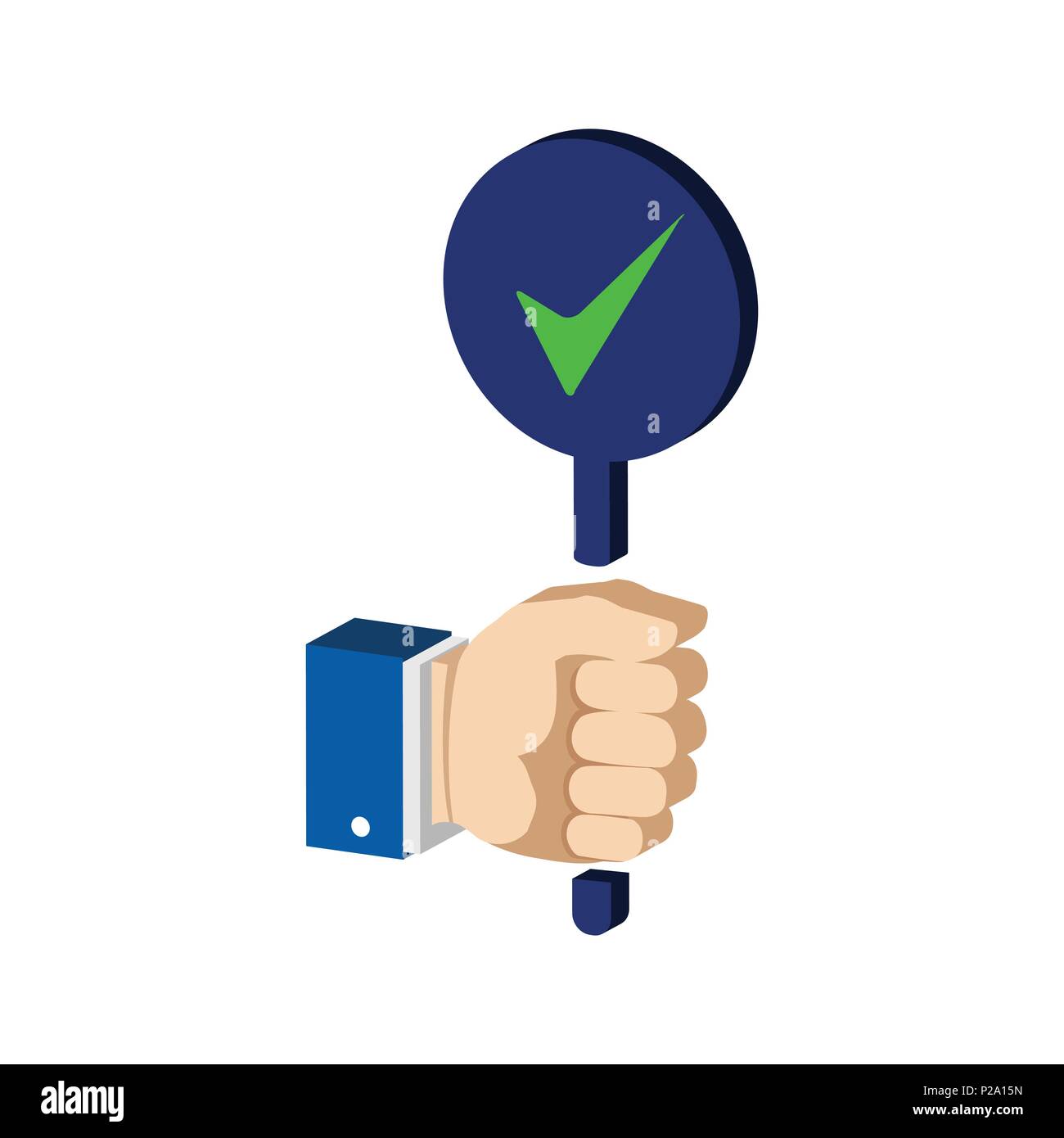 Hand with true, accept sign. Flat Isometric Icon or Logo. 3D Style ...