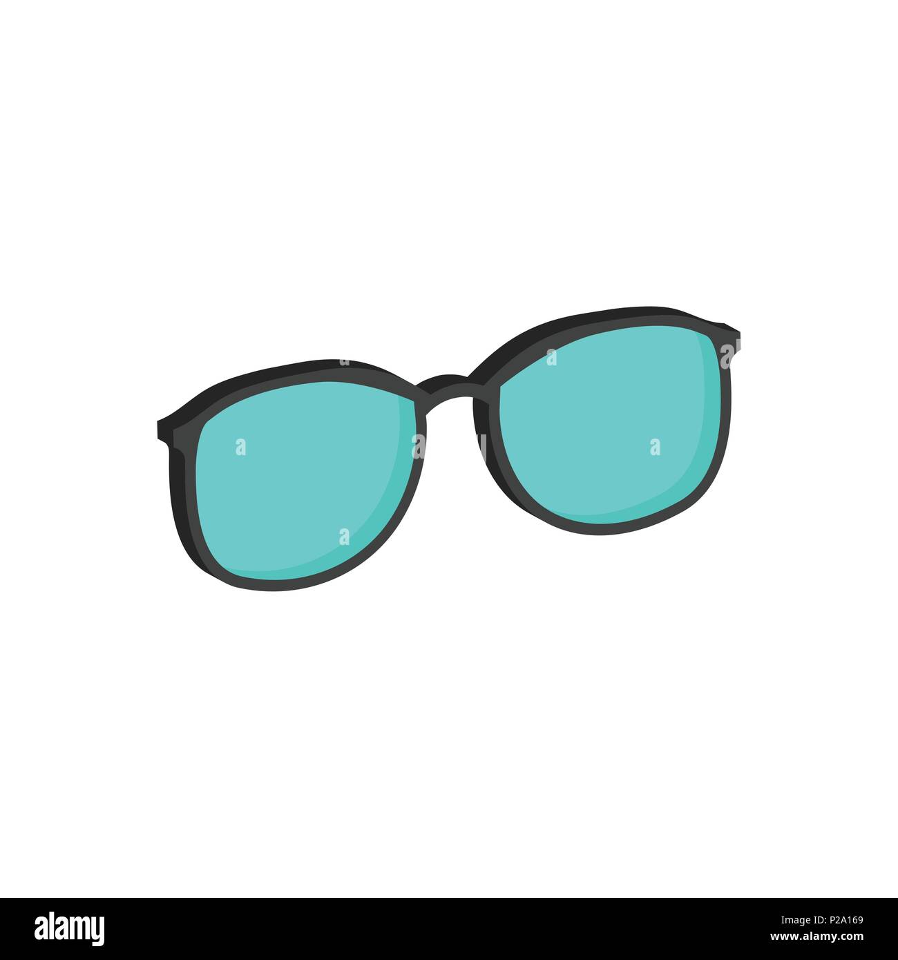Cyan Glasses, Eyeglasses symbol. Flat Isometric Icon or Logo. 3D Style ...