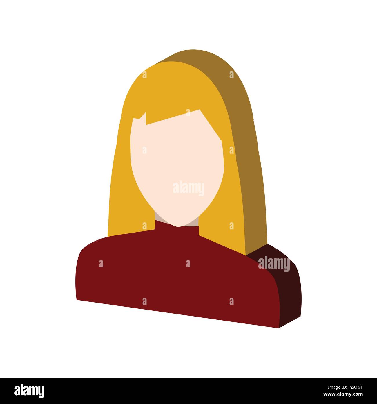 Female avatar symbol. Flat Isometric Icon or Logo. 3D Style Pictogram ...