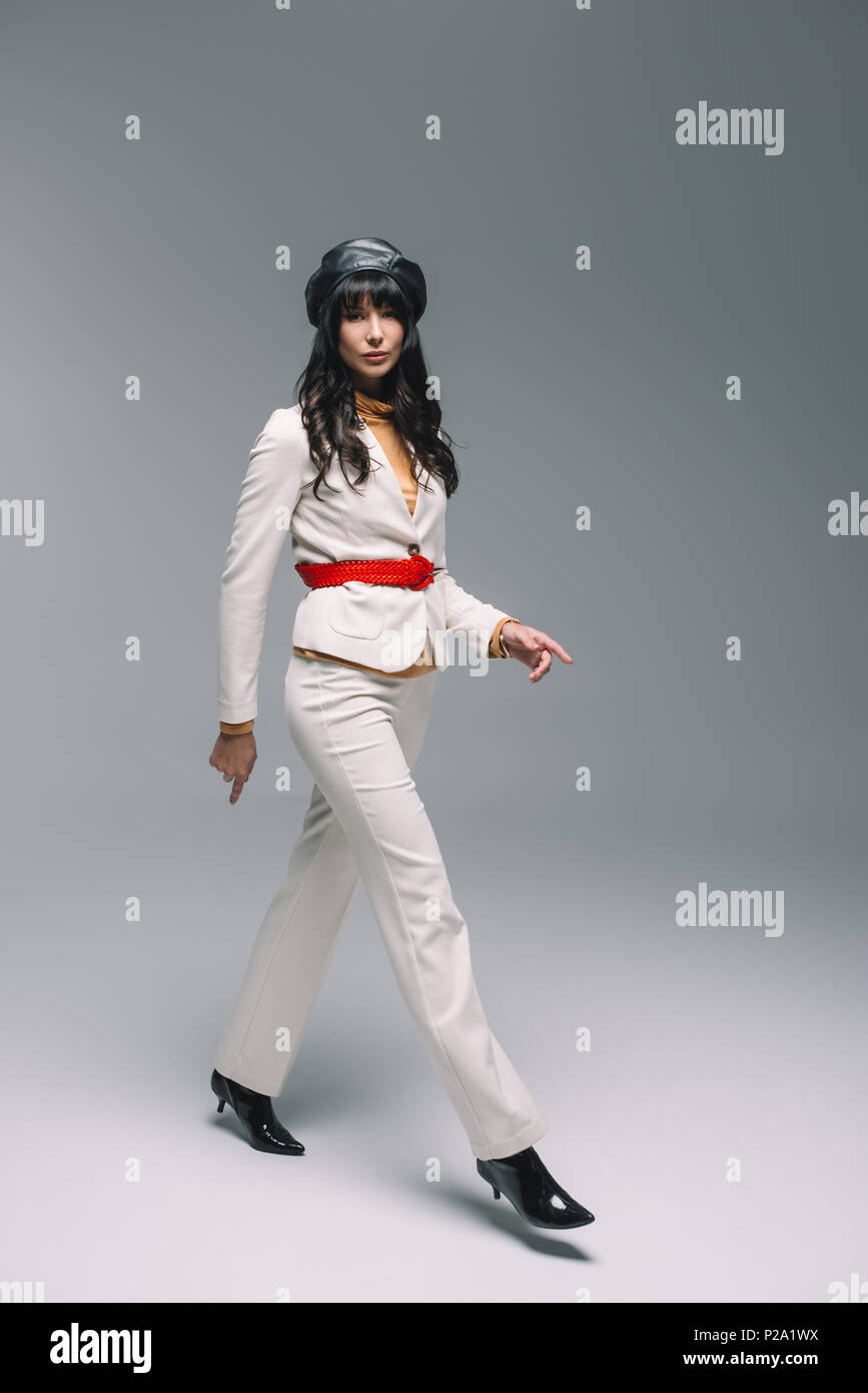 Attractive brunette woman in white hi-res stock photography and images ...