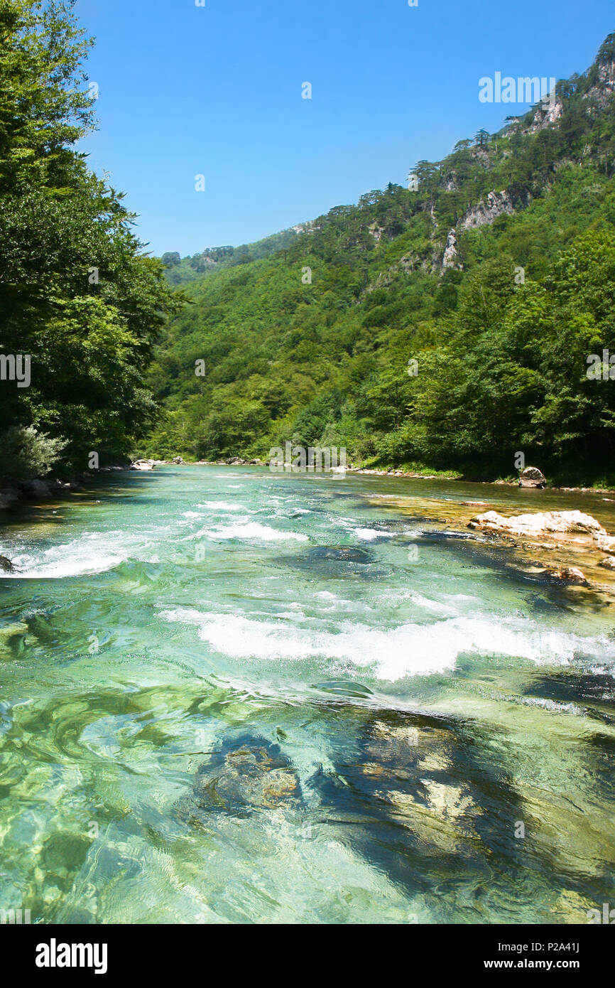 Green water rafting on the rapids of River Neretva , Bosnia and ...