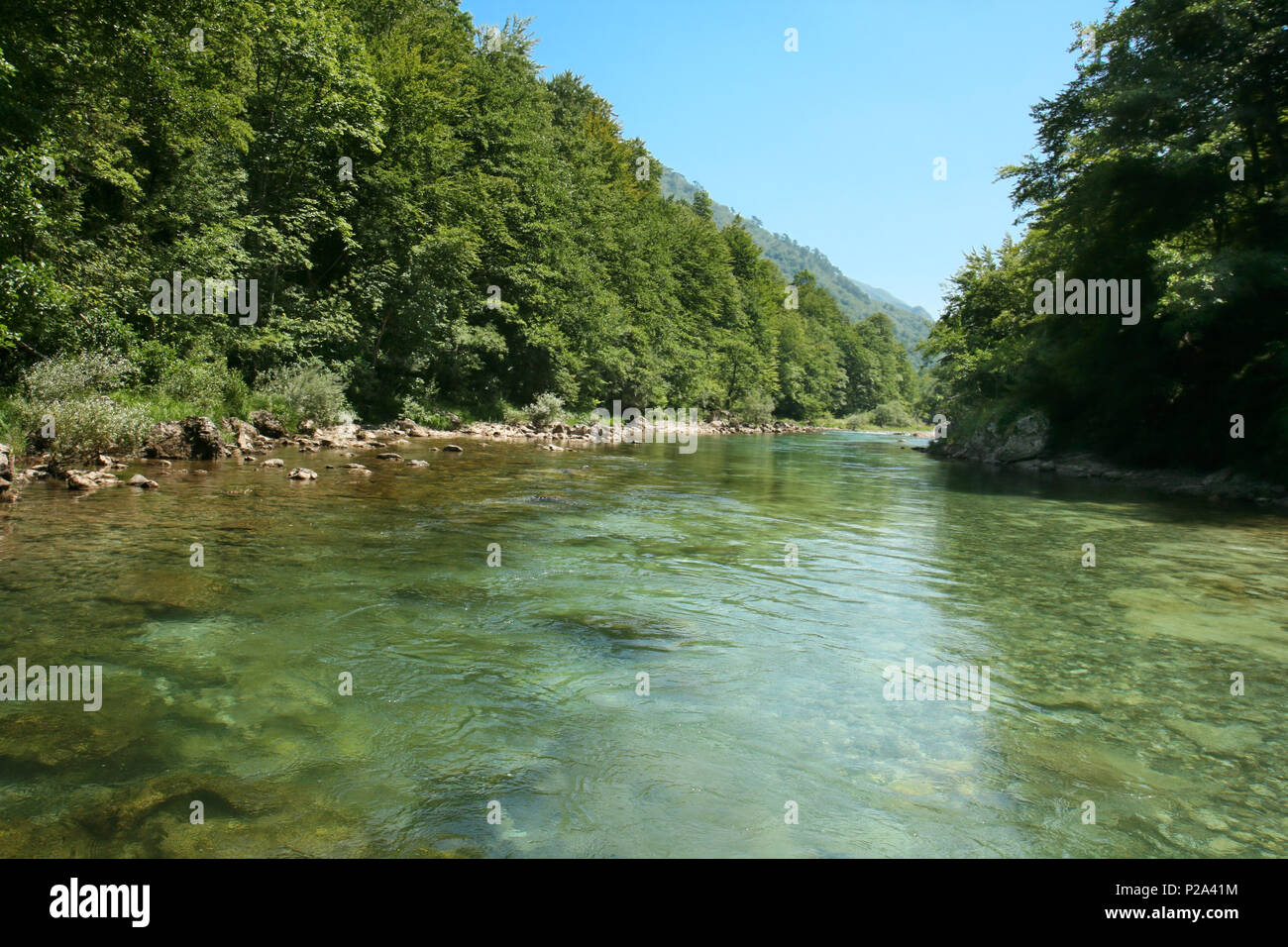 Beautiful green water of river Neretva, Bosnia and Herzegovina Stock ...