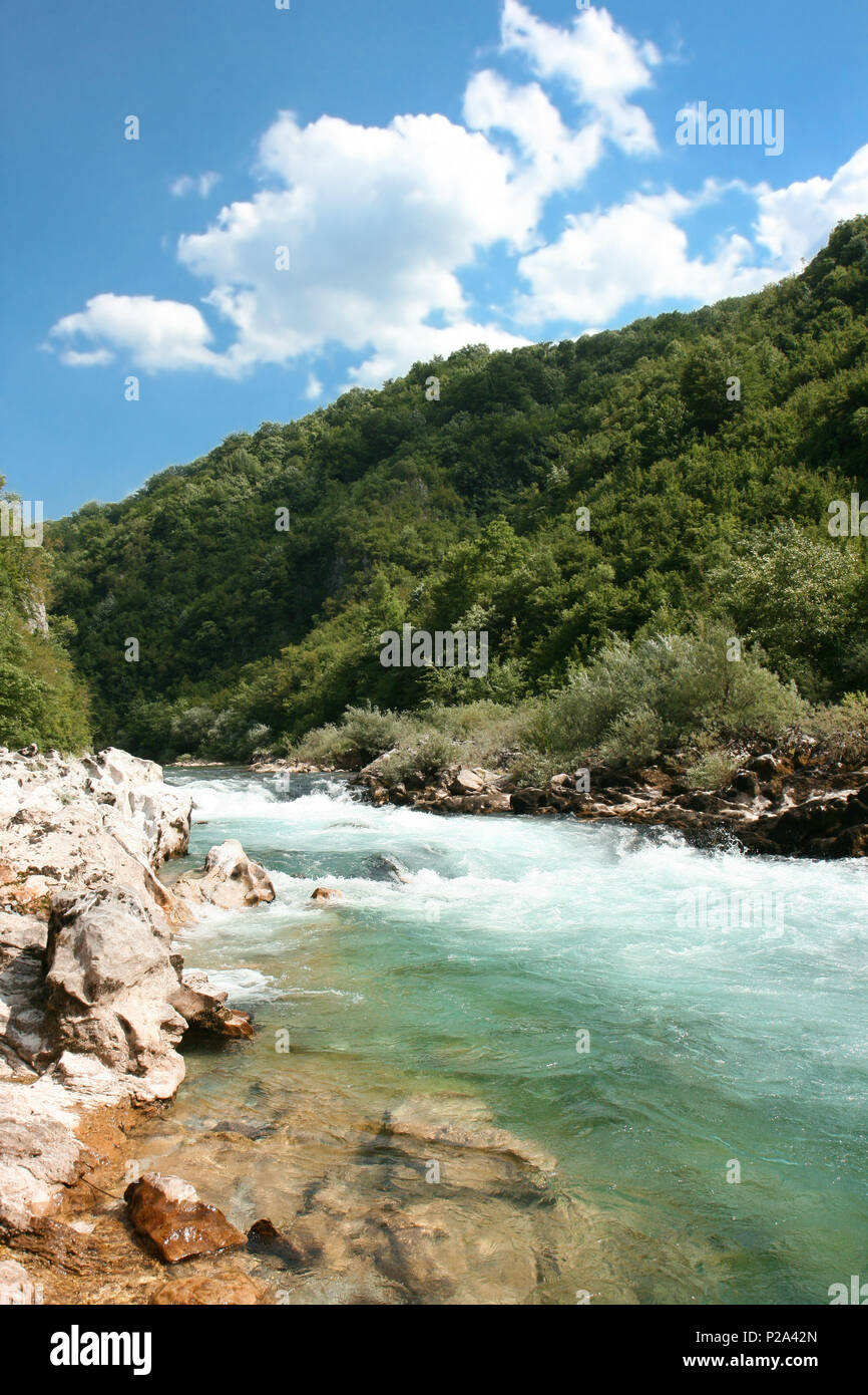 Beautiful colour of stream Neretva river in Bosnian mountains, Bosnia ...