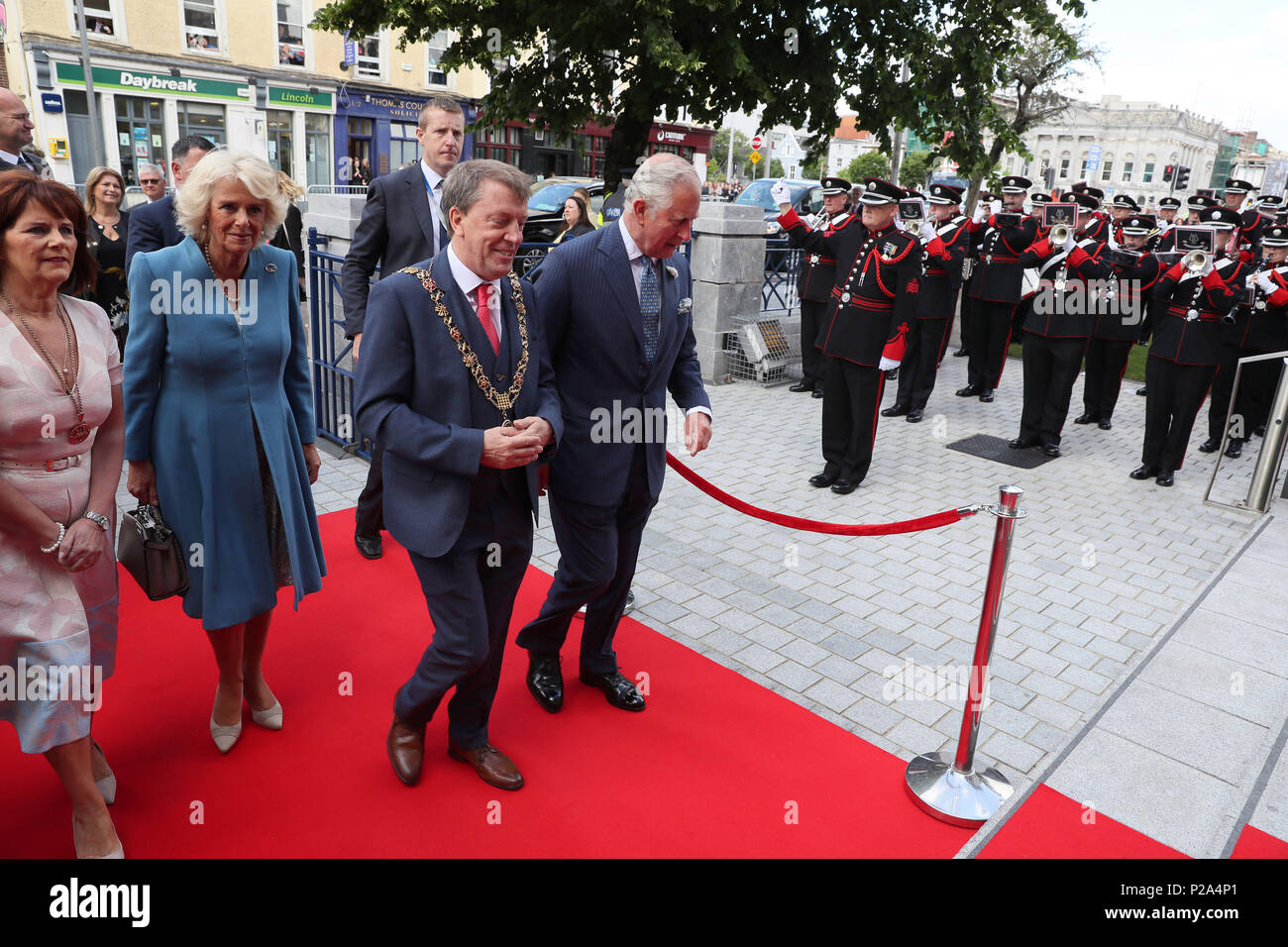 The Prince of Wales (right) and the Duchess of Cornwall (2nd left) with ...