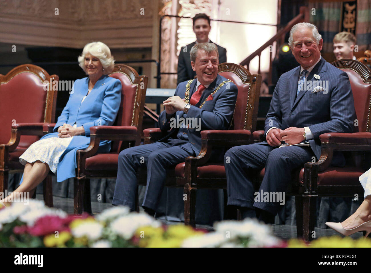 The Prince of Wales (right) and the Duchess of Cornwall (left) with the ...