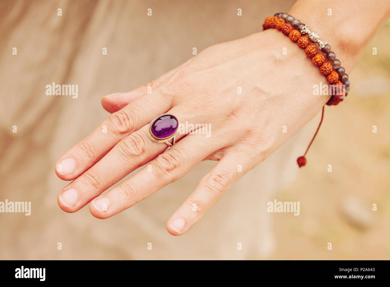 Hand and rudraksha beads hi-res stock photography and images - Alamy
