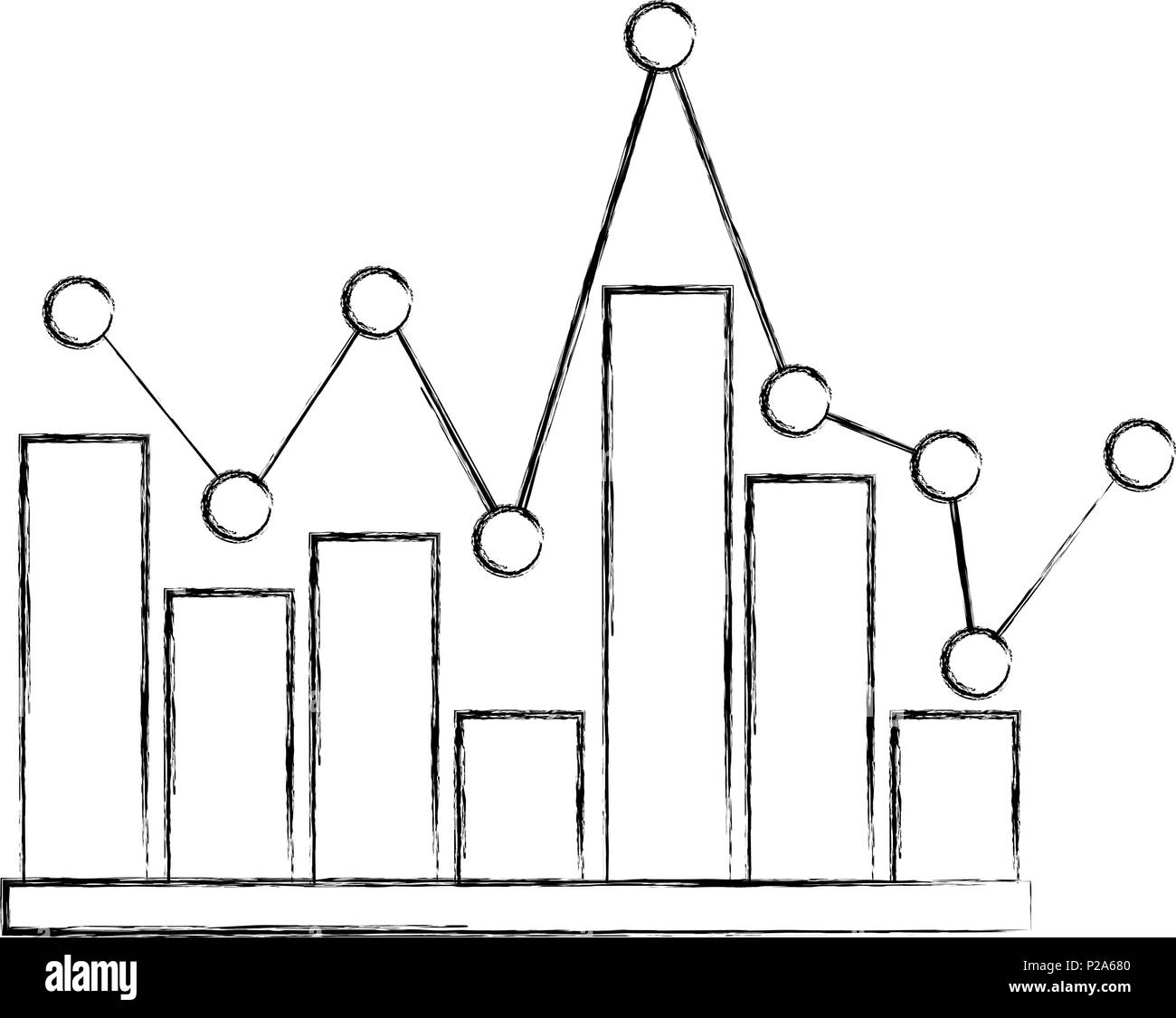 statistic bar graph pointed line image vector illustration sketch Stock ...