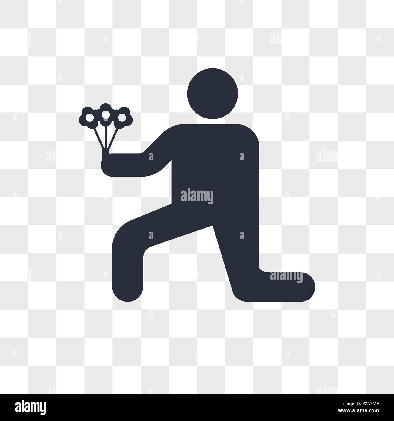 Romantic man with flowers vector icon isolated on transparent ...