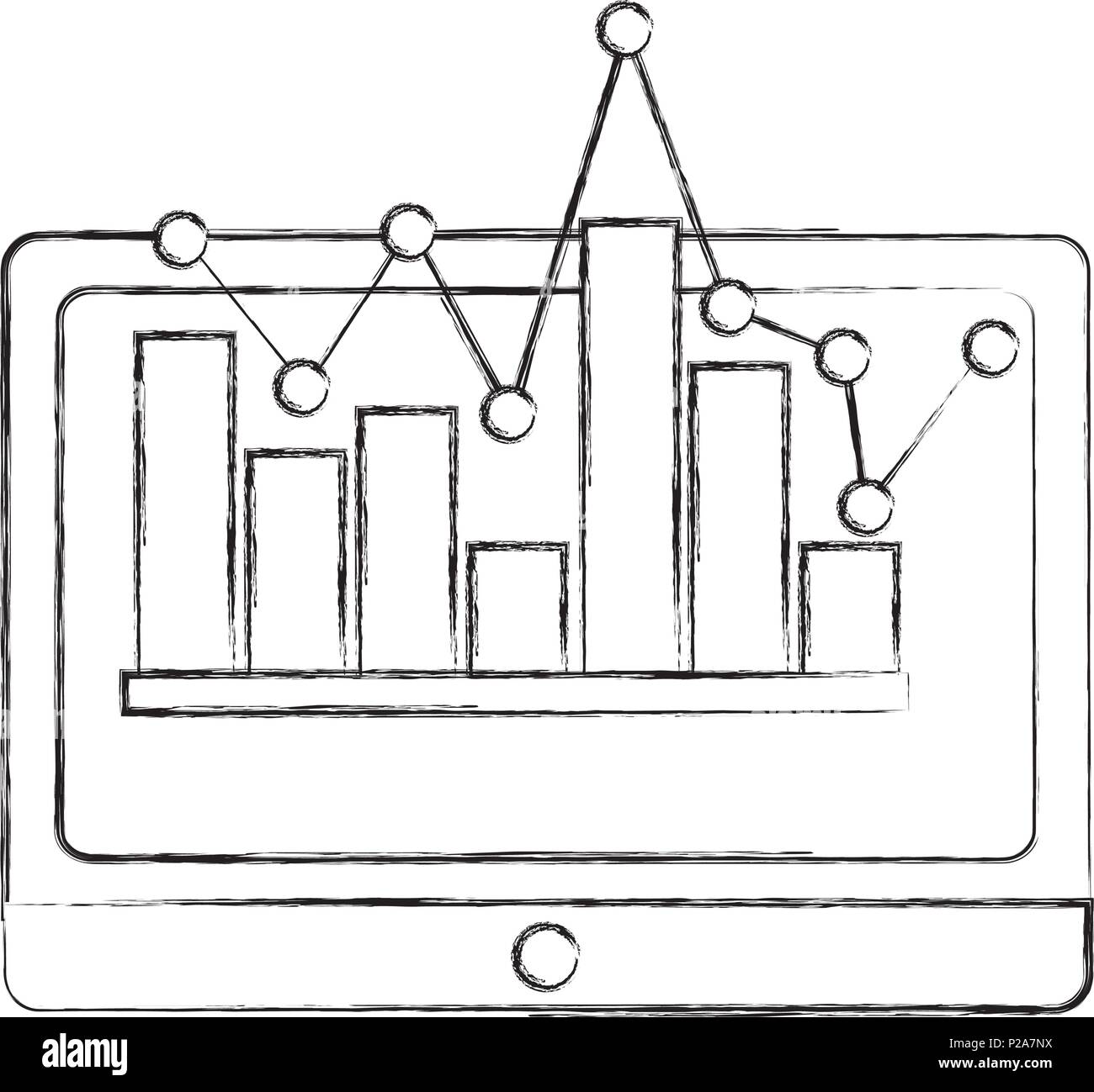 tablet with statistics diagram chart financial vector illustration ...
