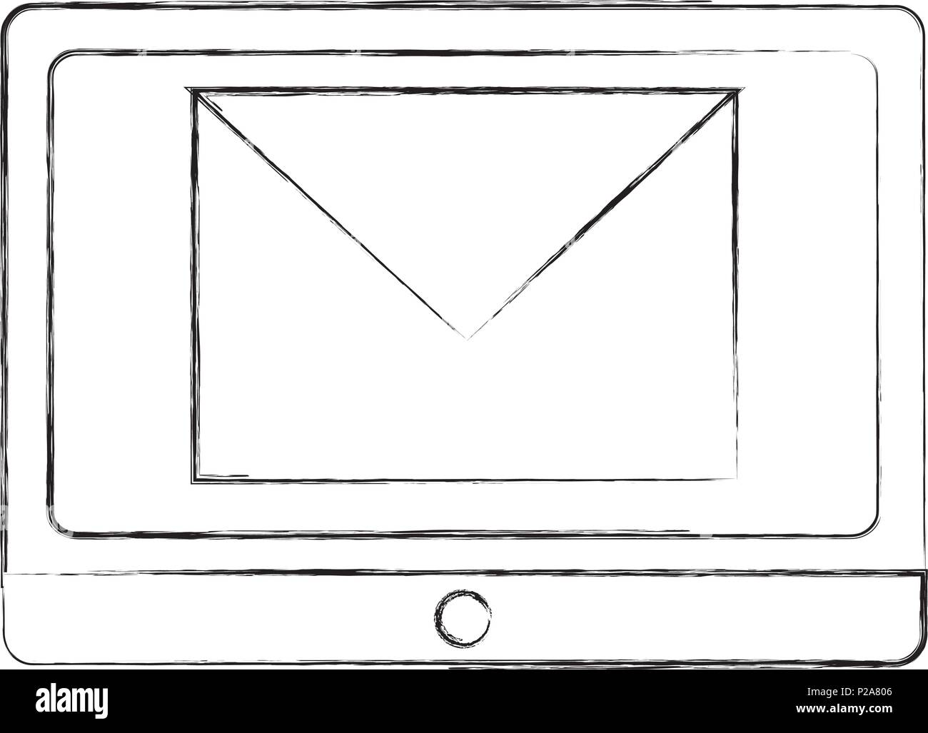 tablet computer and email message commnunication digital vector ...