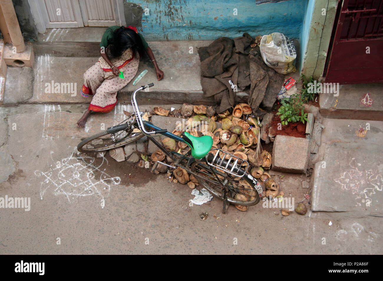 Indian street view from above Stock Photo - Alamy