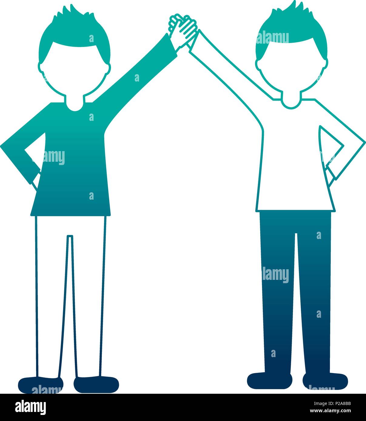 businesspeople holding hands together teamwork vector illustration neon ...