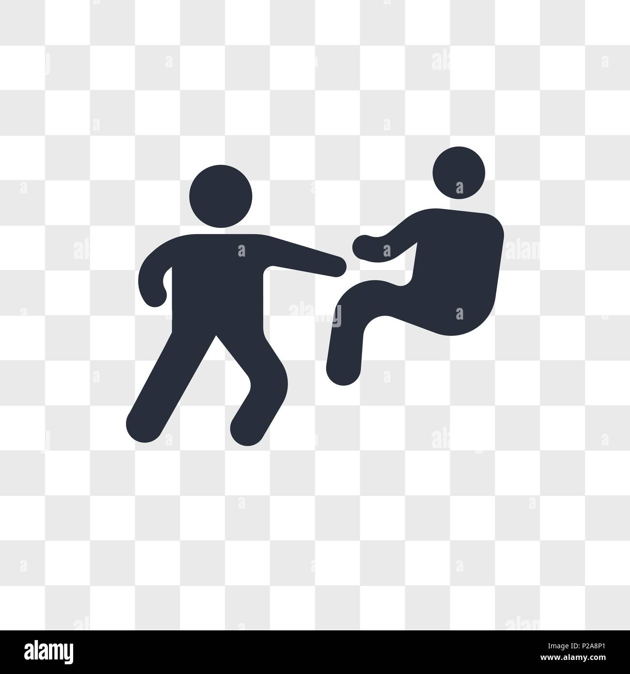 Person fight punch vector icon isolated on transparent background ...
