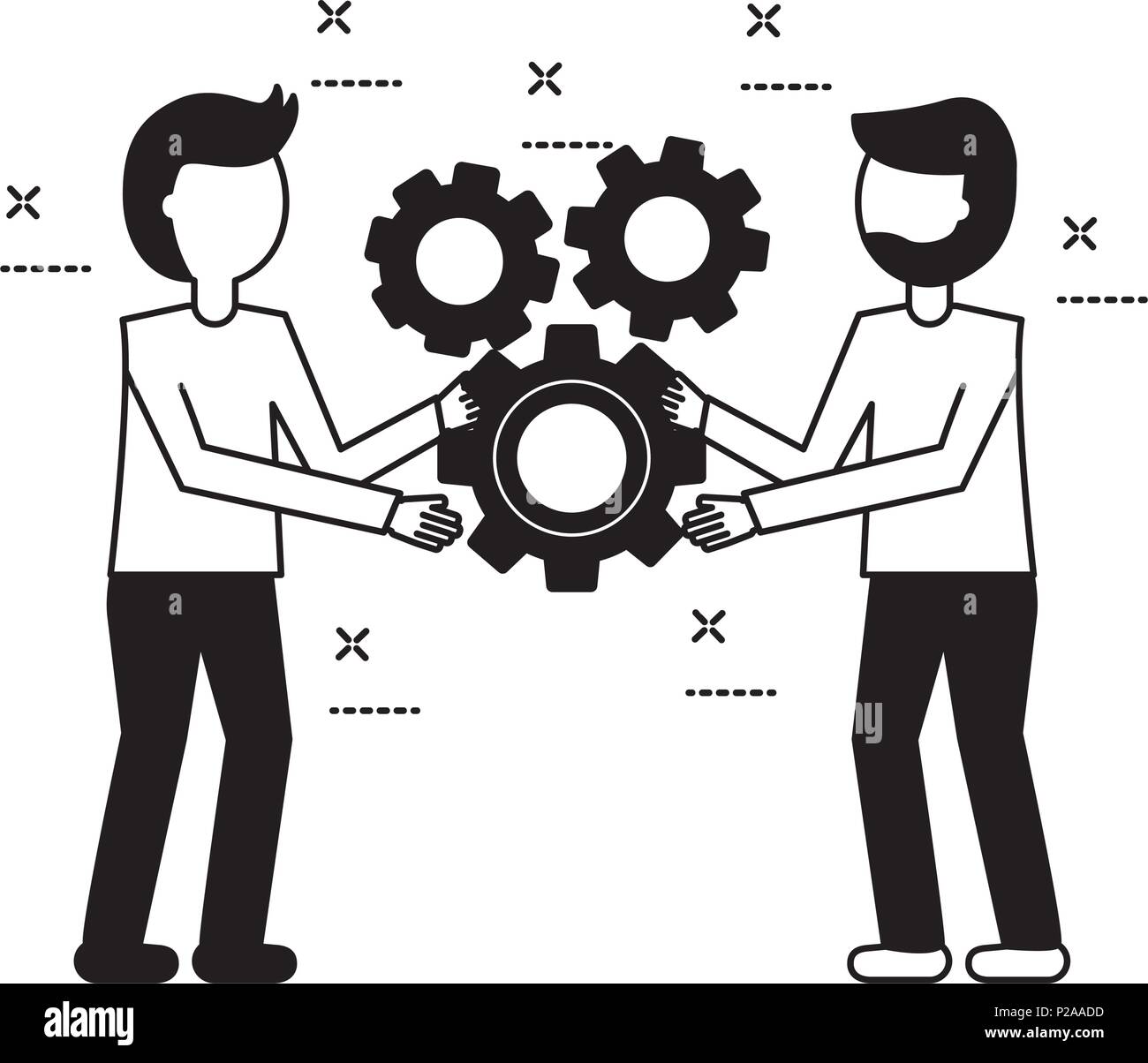 young men with gears isolated icon vector illustration design Stock ...