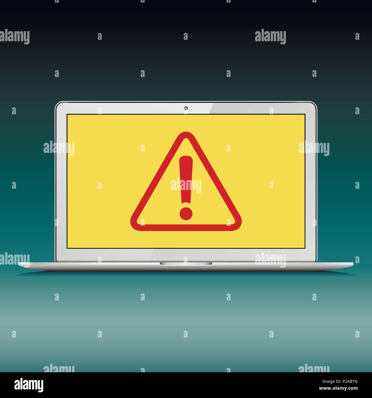 Security concept. Laptop with exclamation mark on the display. Vector ...