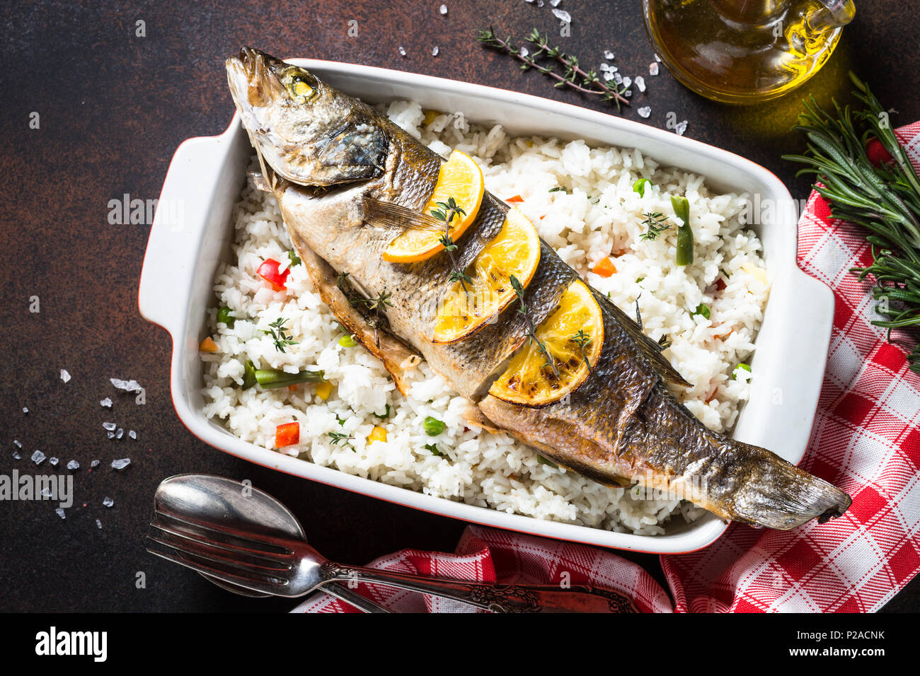 Fish rice mediterranean vegetables hi-res stock photography and images ...