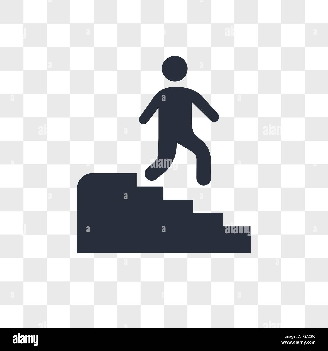 Man descending stairs vector icon isolated on transparent background ...