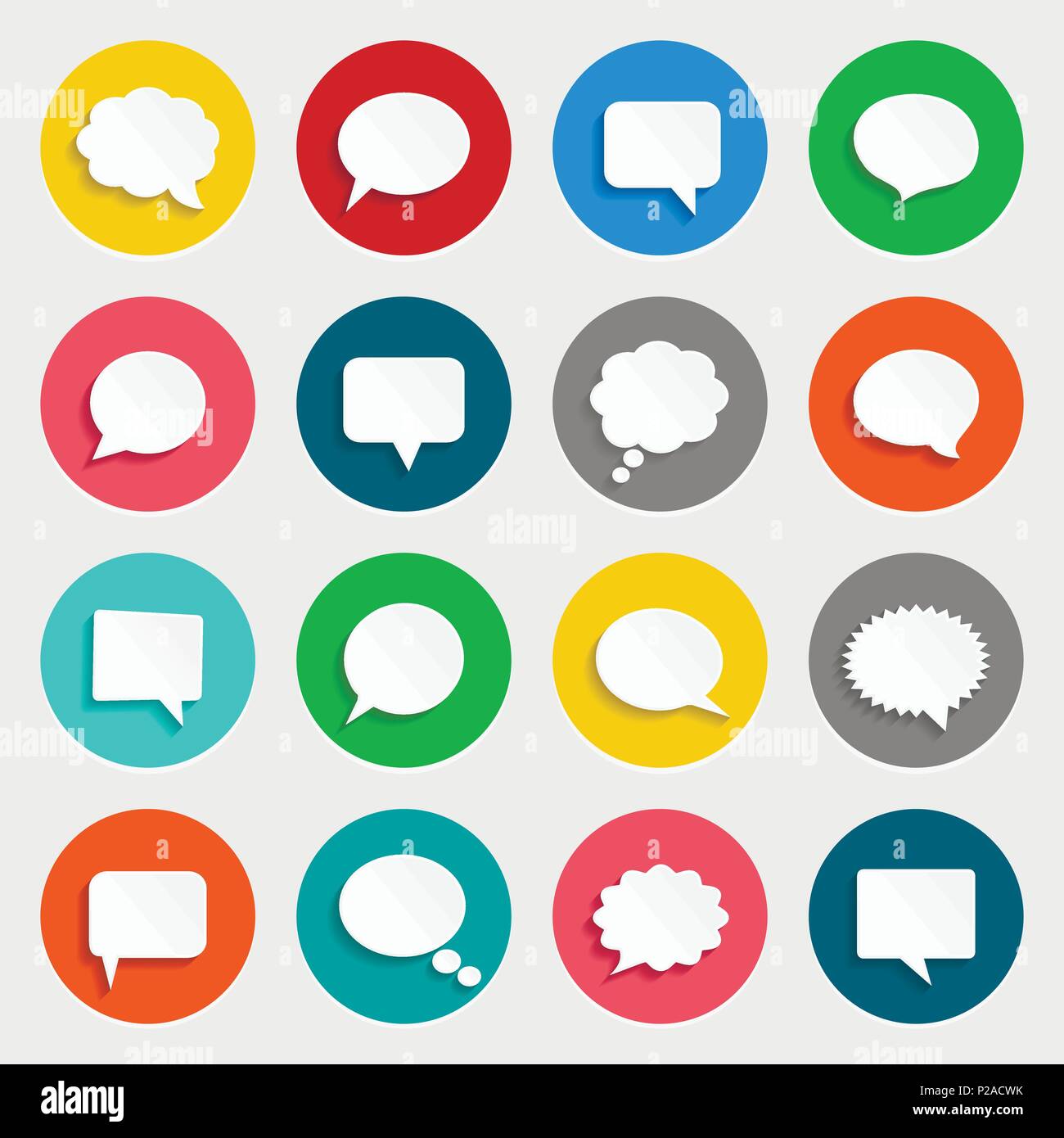 White speech bubbles icon set. Vector illustration Stock Vector Image ...