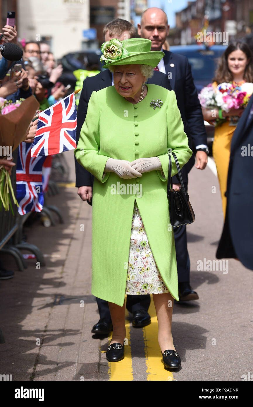 Queen Elizabeth II meets the crowds during a walk about in Chester ...