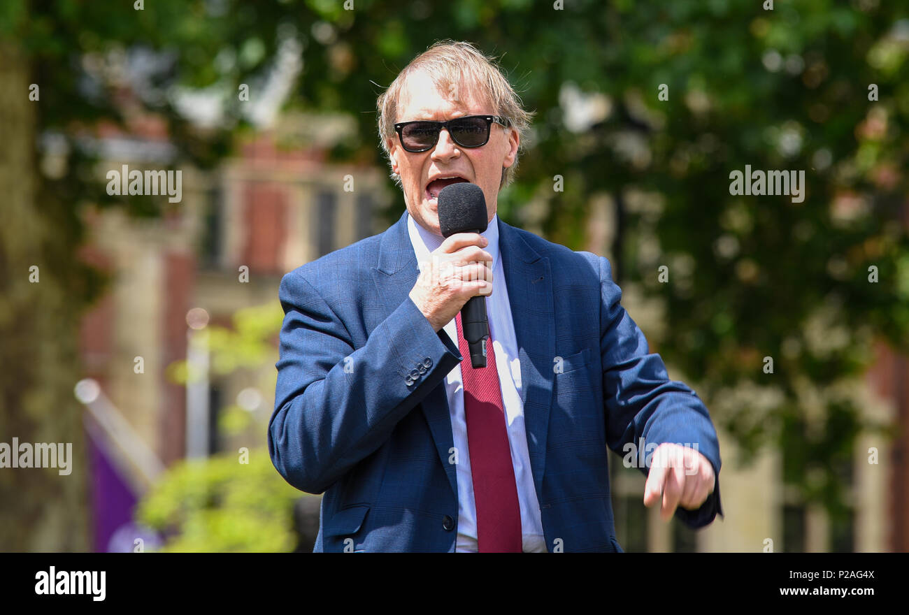 Sir David Amess MP speaking at a rally taking place in London ...