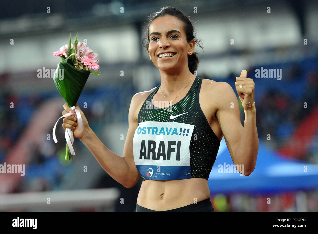 Ostrava, Czech Republic. 13th June, 2018. Rababe Arafi celebrates ...