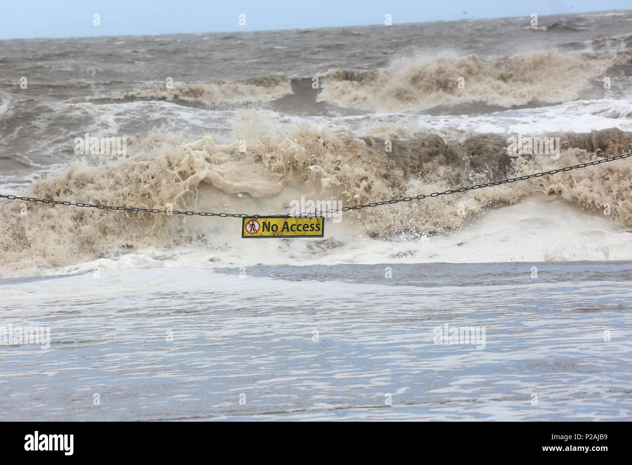 Blackpool, UK. 14th Jun, 2018. UK Weather: Beach access closed during ...