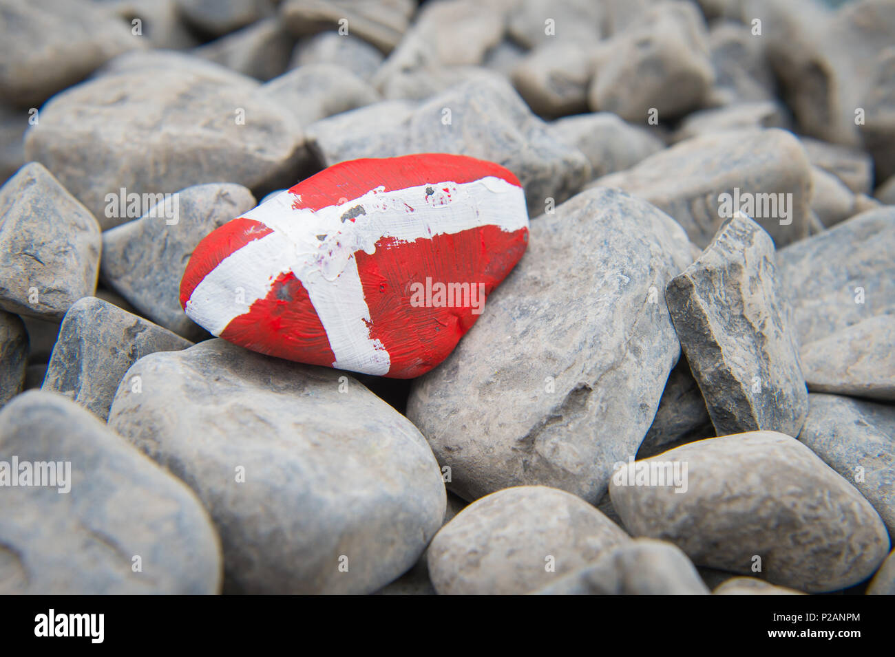 A stone painted by three year old Luke Wilkinson of Mossley, Greater ...