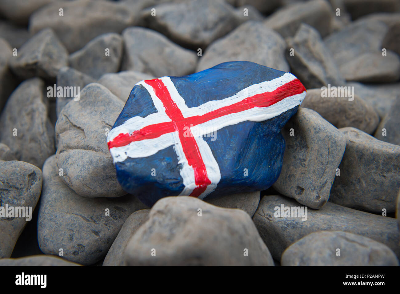 A stone painted by three year old Luke Wilkinson of Mossley, Greater ...