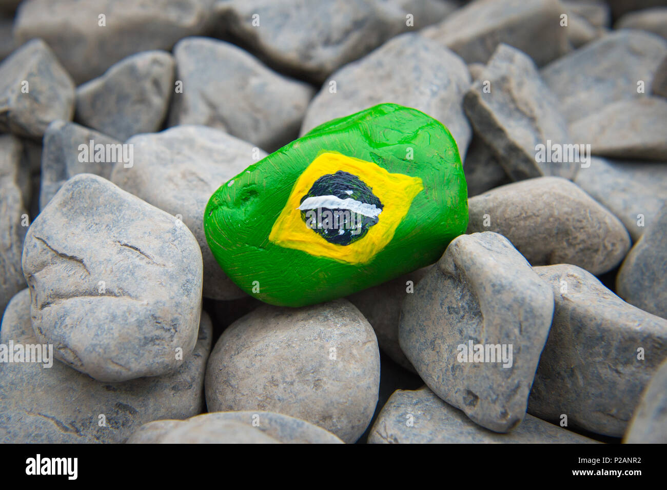 A stone painted by three year old Luke Wilkinson of Mossley, Greater ...