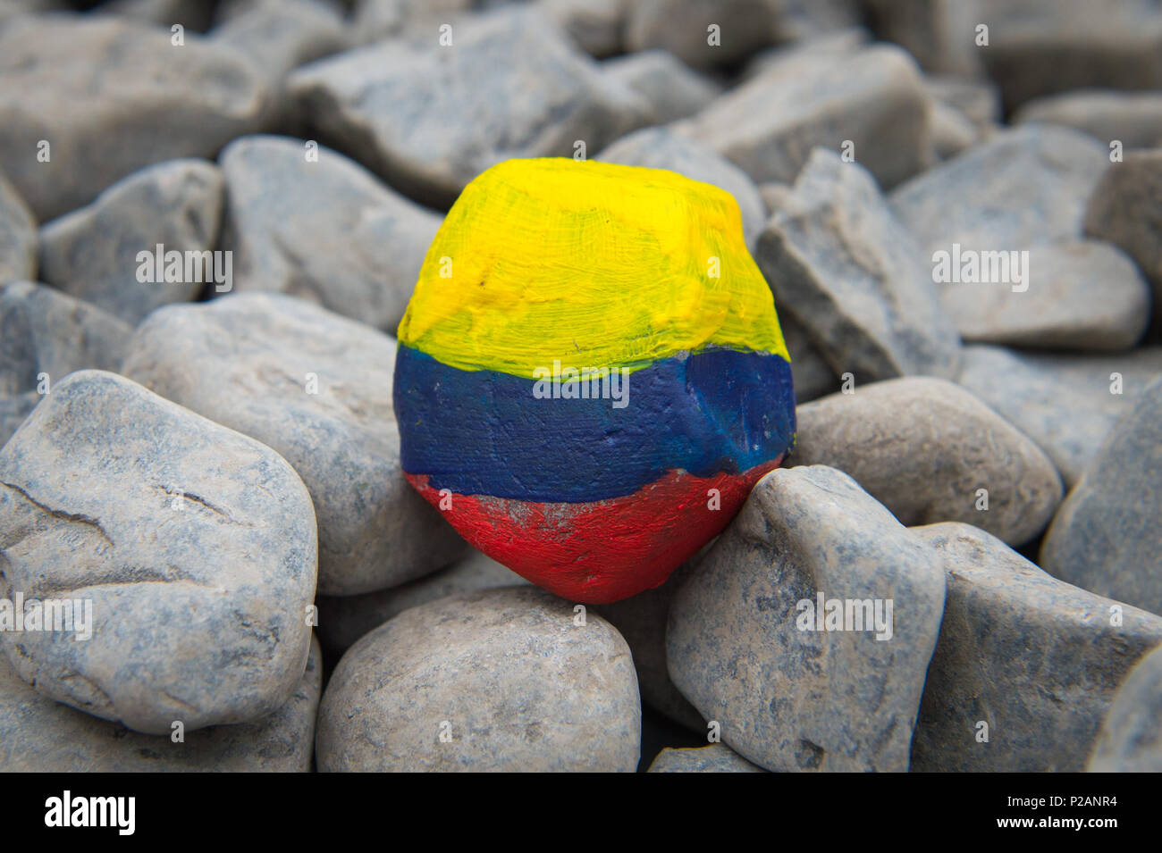 A stone painted by three year old Luke Wilkinson of Mossley, Greater ...
