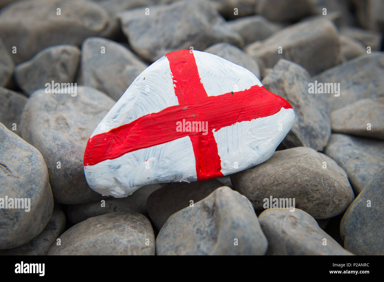 A stone painted by three year old Luke Wilkinson of Mossley, Greater ...