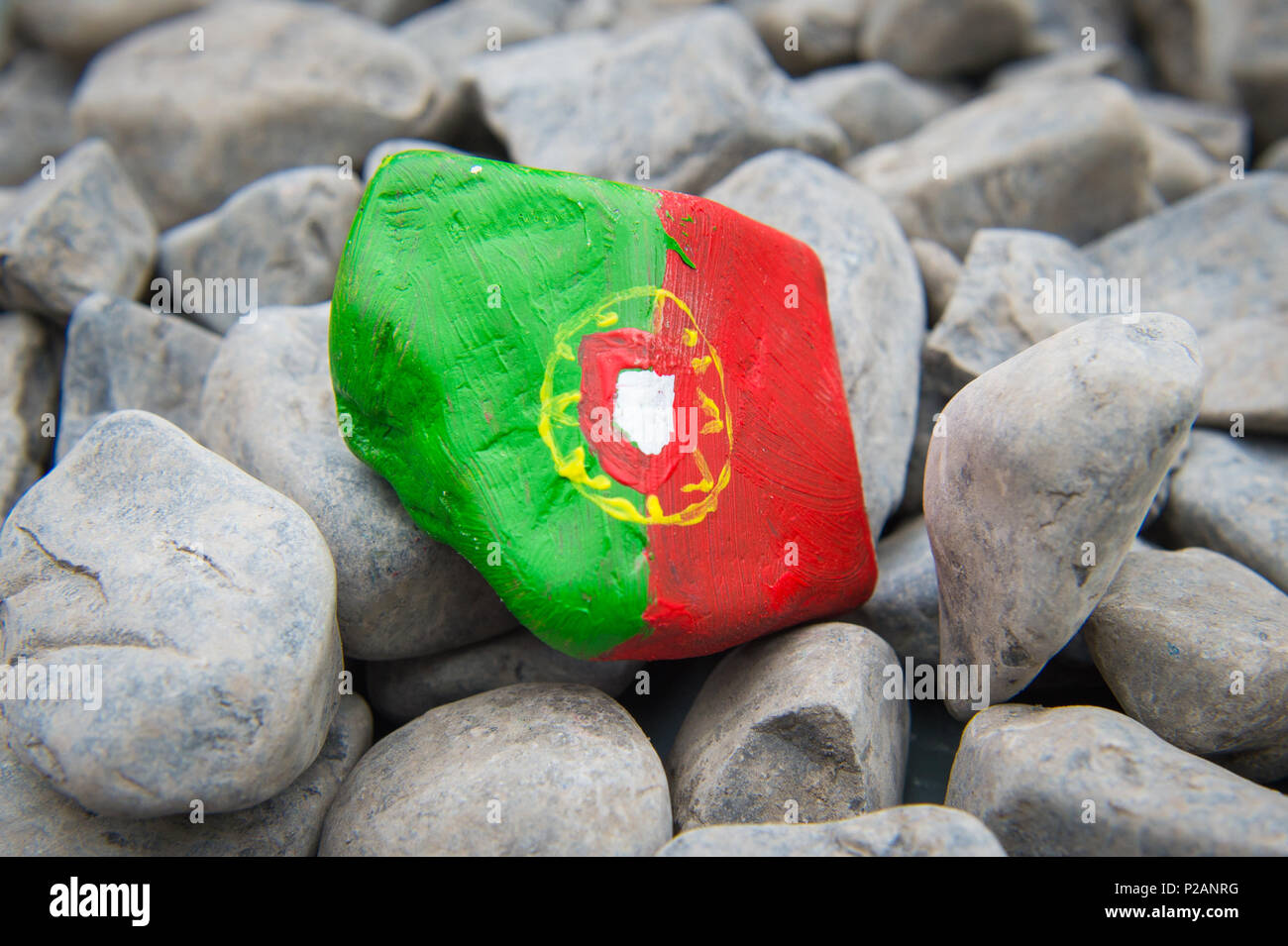 A stone painted by three year old Luke Wilkinson of Mossley, Greater ...