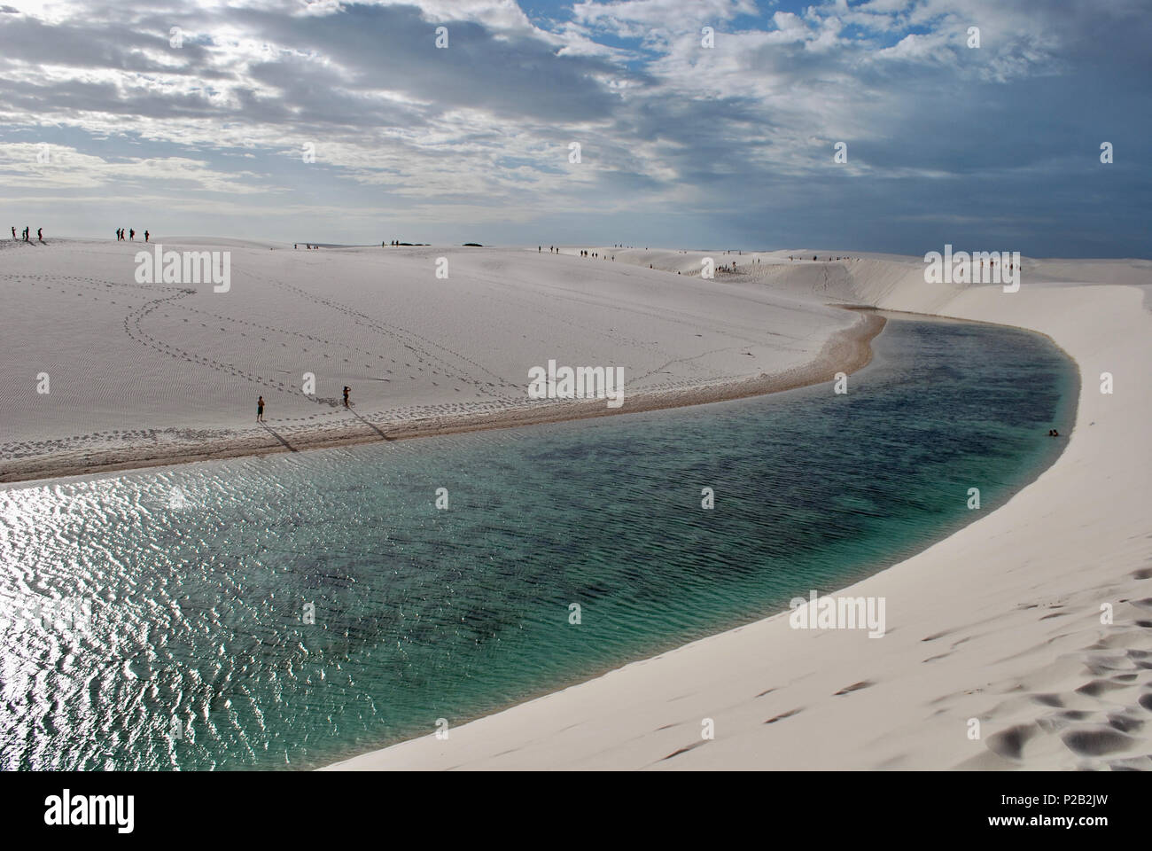 The landscape of Lagoons and sand dunes in Brazil. Lençóis Maranhenses ...