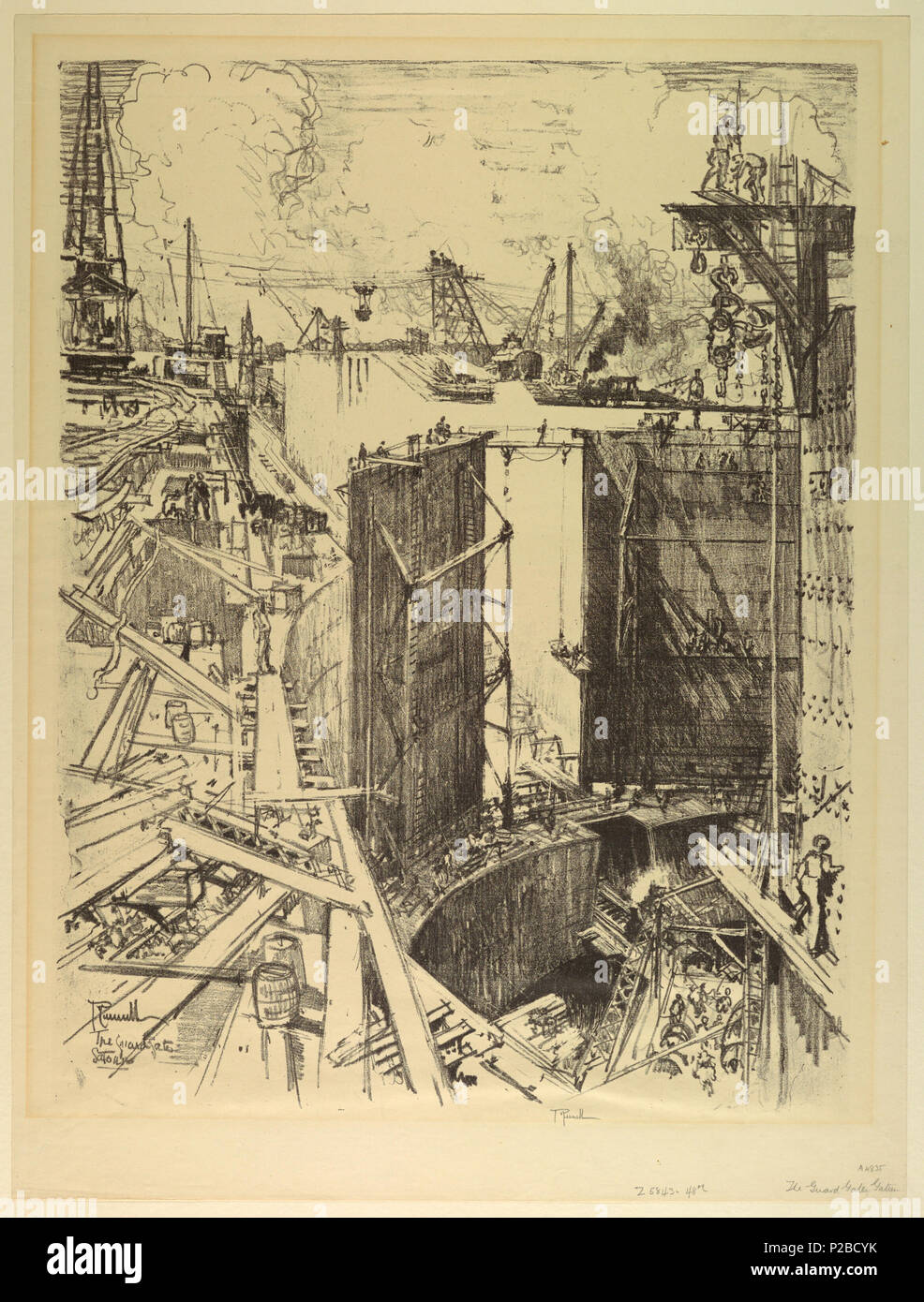 . English: Print, The Guard Gates, Gatun Lock, Panama Canal, 1912 ...