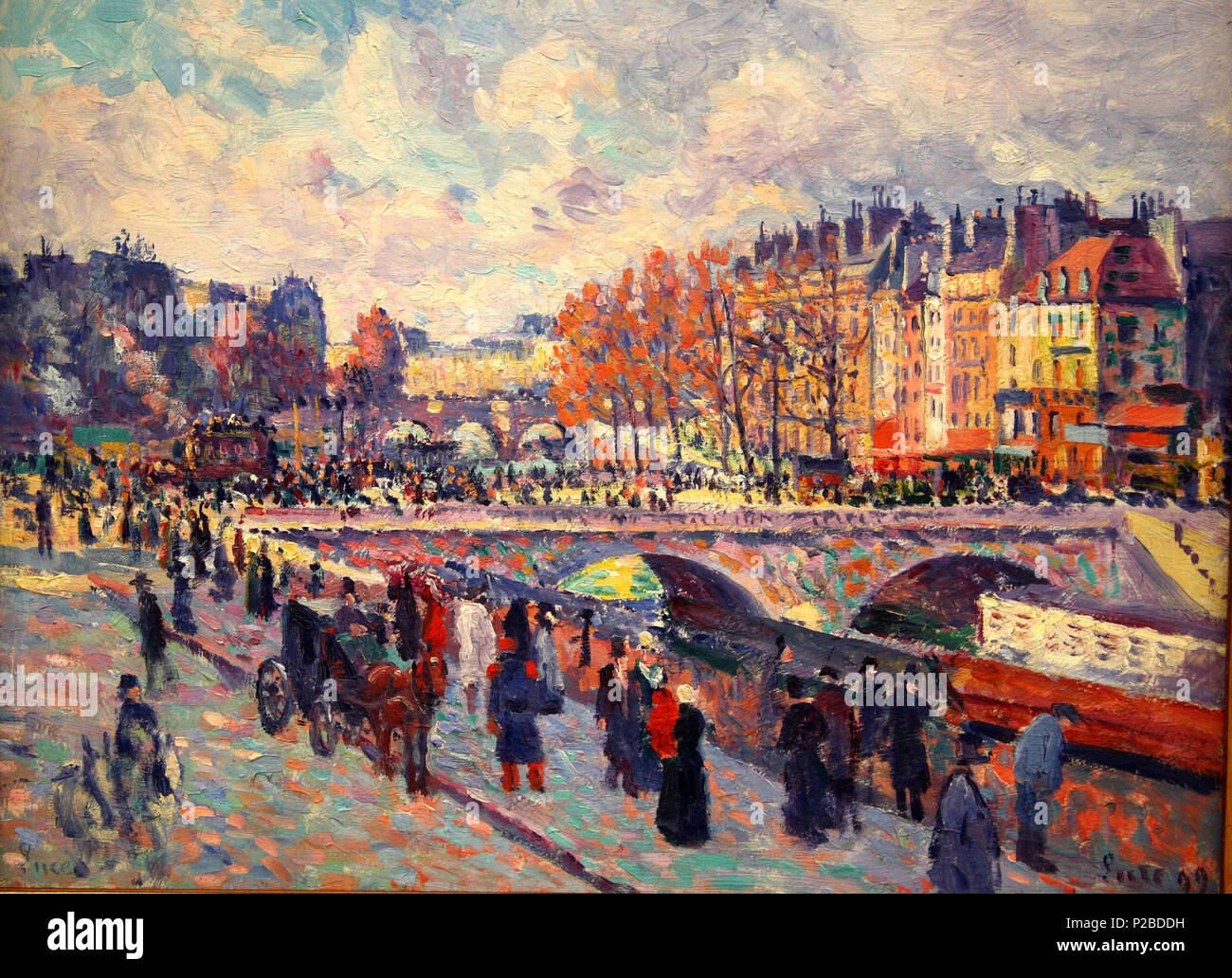 . English: Quayside by the Seine in Paris, Painting by Maximilen Luce ...