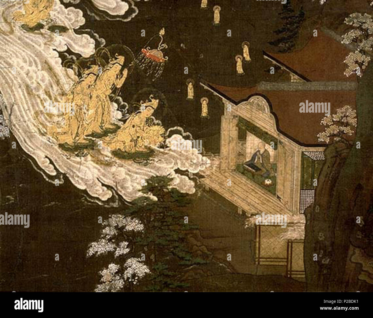 . English: Detail of: Raigo of Amida (Amitābha) and Twenty-five ...