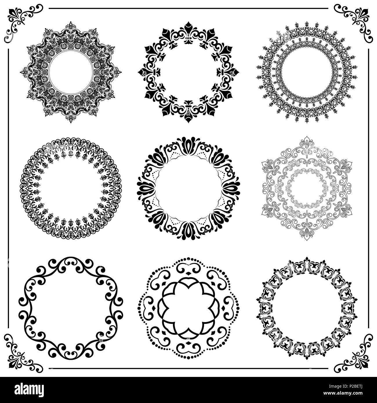Vintage Set of Round Elements Stock Photo - Alamy