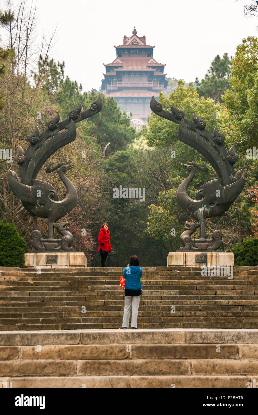 Moshan in the East Lake Scenic Area with the Chutian tower in the ...