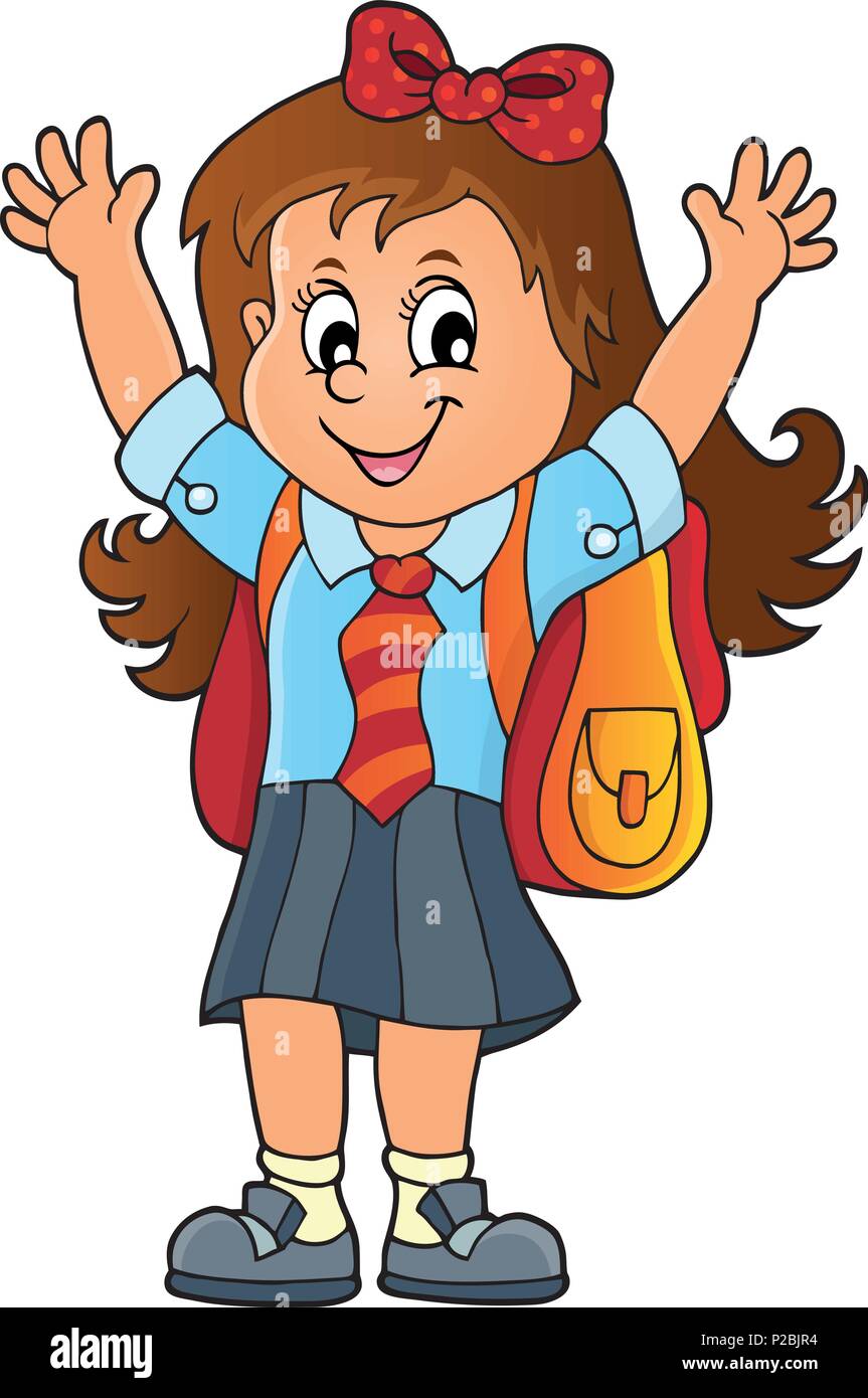 Happy pupil girl theme image 1 - eps10 vector illustration Stock Vector ...
