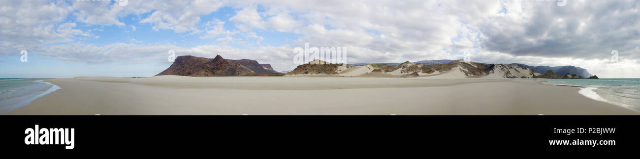 Panoramic view of Detwah Lagoon Ramsar Site, beach, Qalansia, Socotra ...