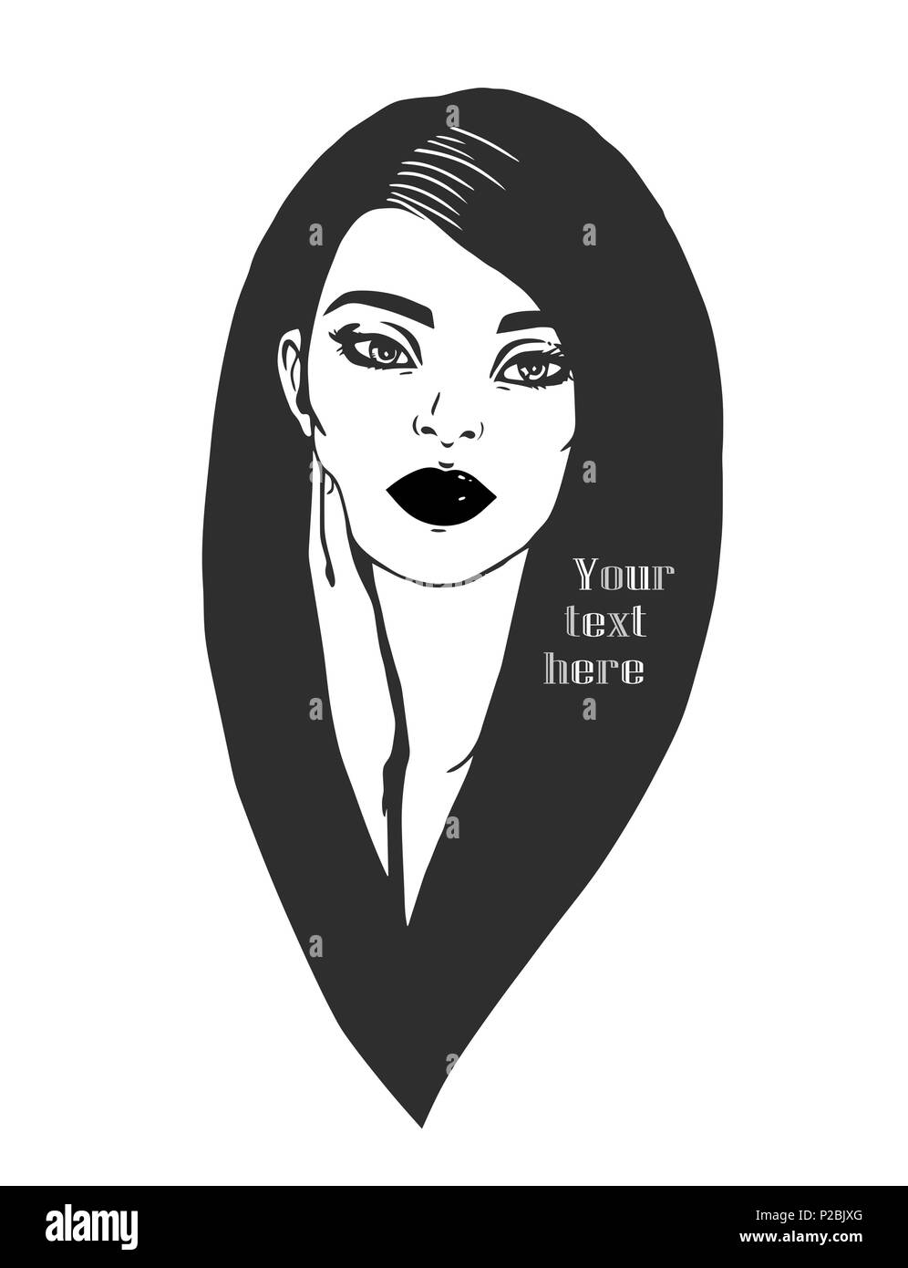 Beautiful model smiling long hair Stock Vector Images - Alamy