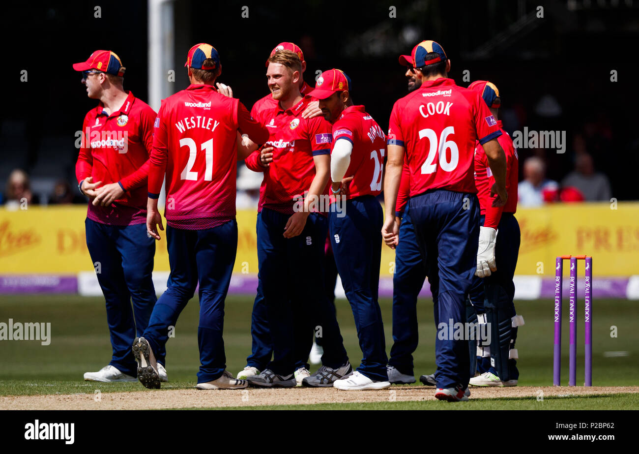 Essexs jamie porter celebrates wicket yorkshires jonathan tattersall hi ...