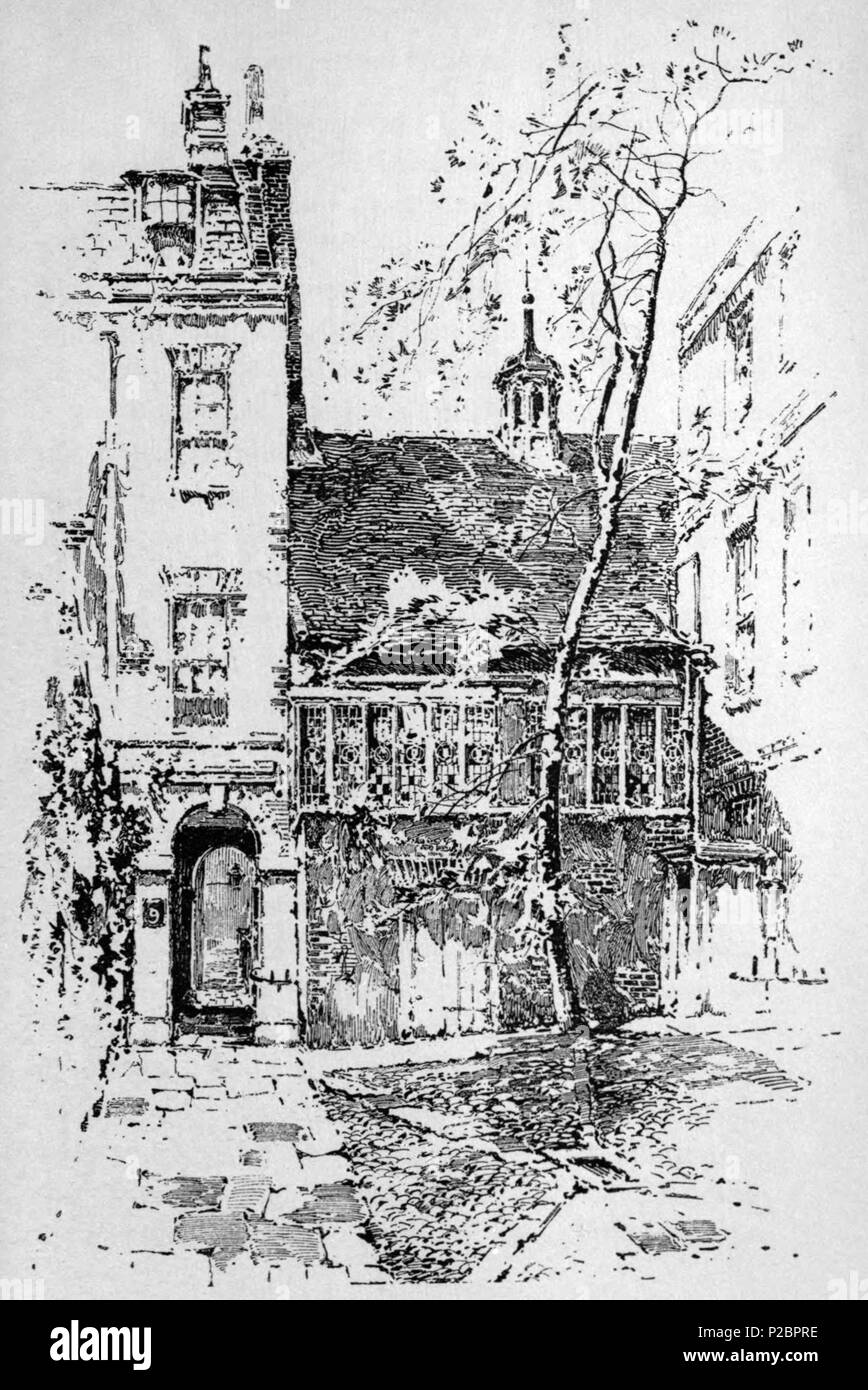 . English: Herbert Railton's illustration of the courtyard of Barnard's ...