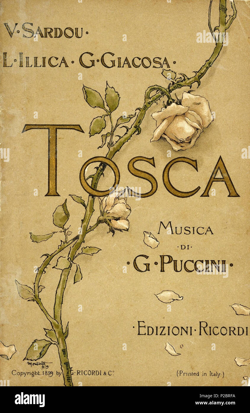 . Cover of the libretto for Tosca . 1899. Alfredo Montalti (1858–1928 ...