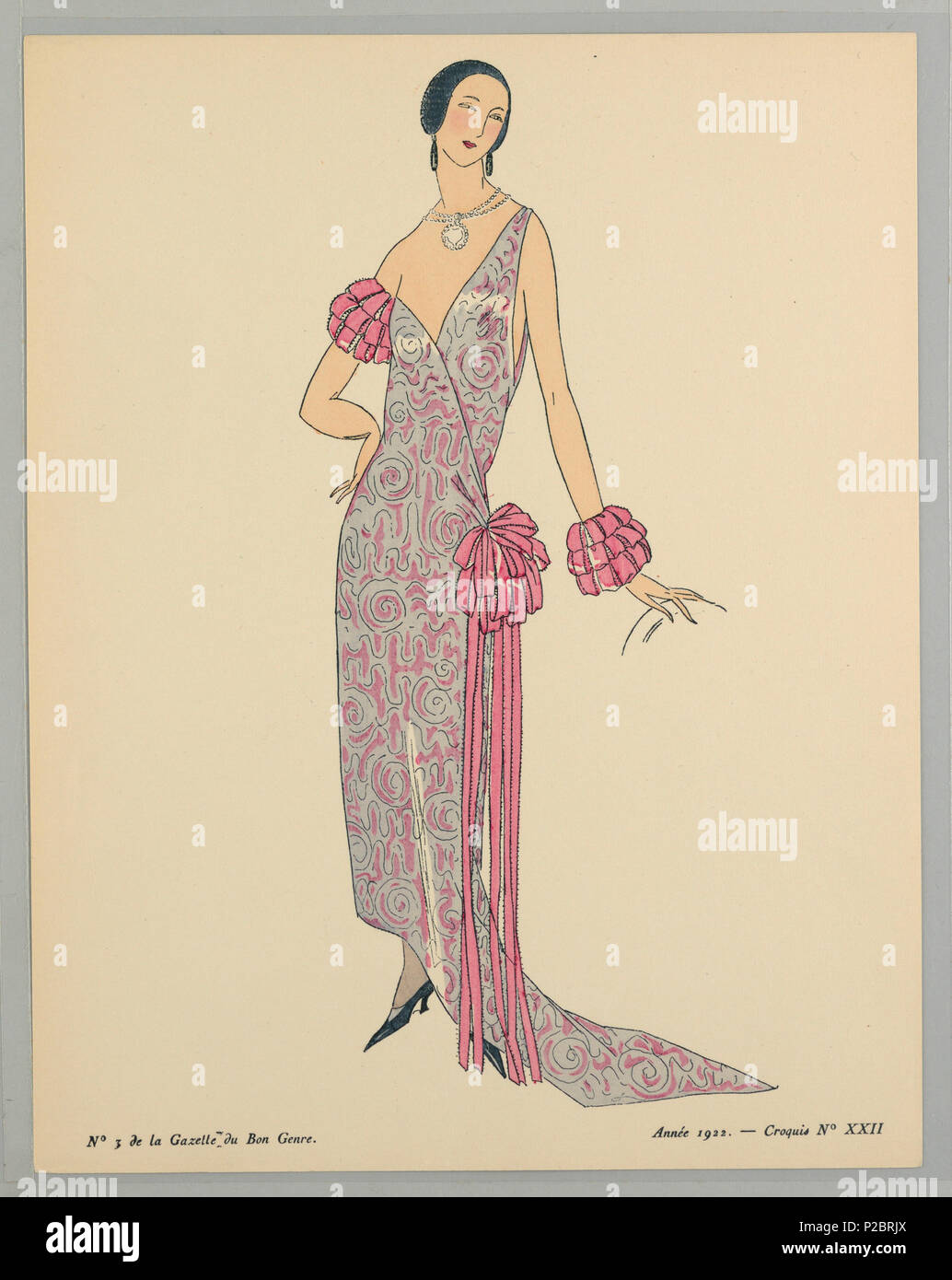 . English: Print (France), 1922 . English: Center a woman wears a one ...