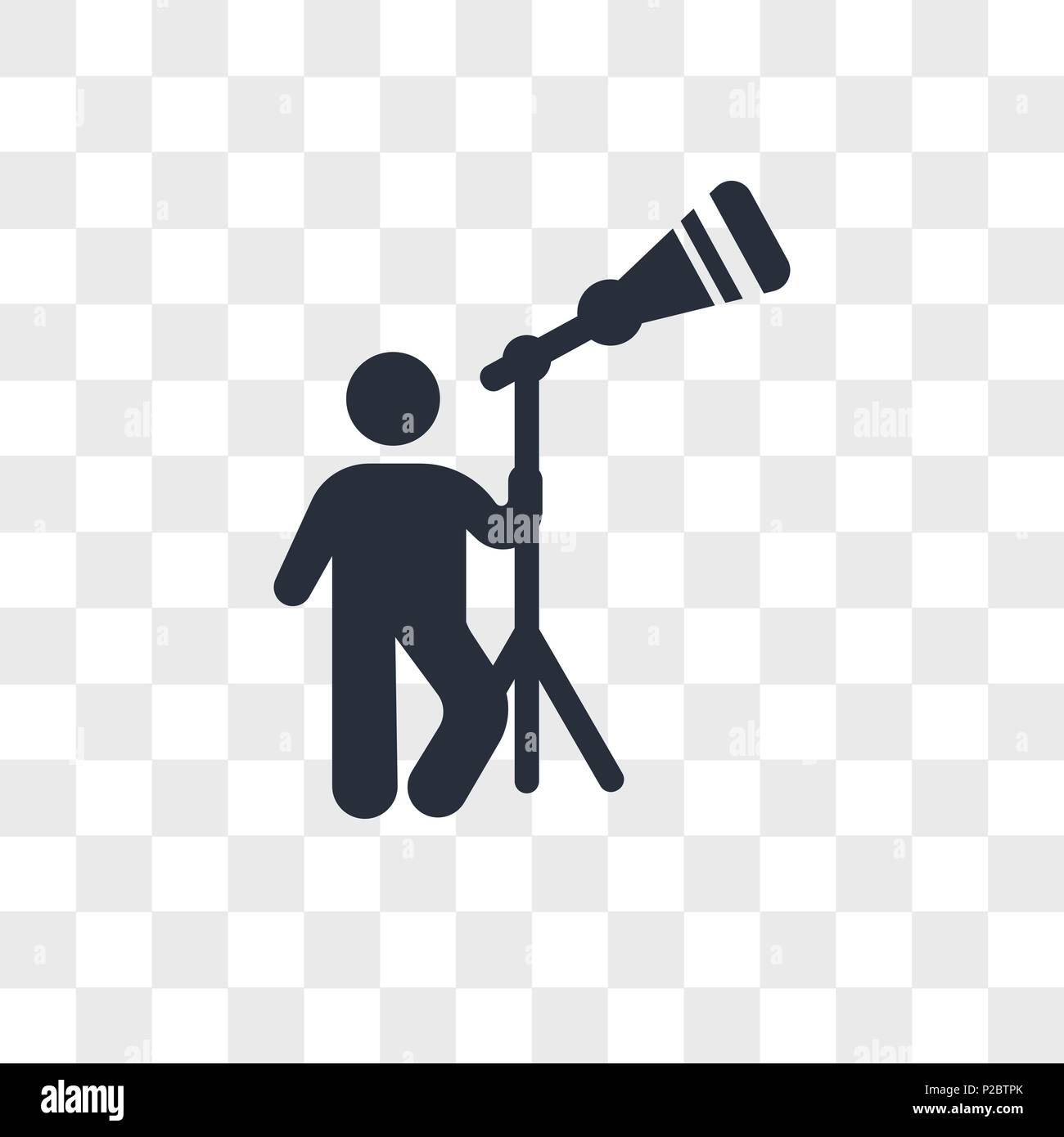 Man looking by a telescope vector icon isolated on transparent ...